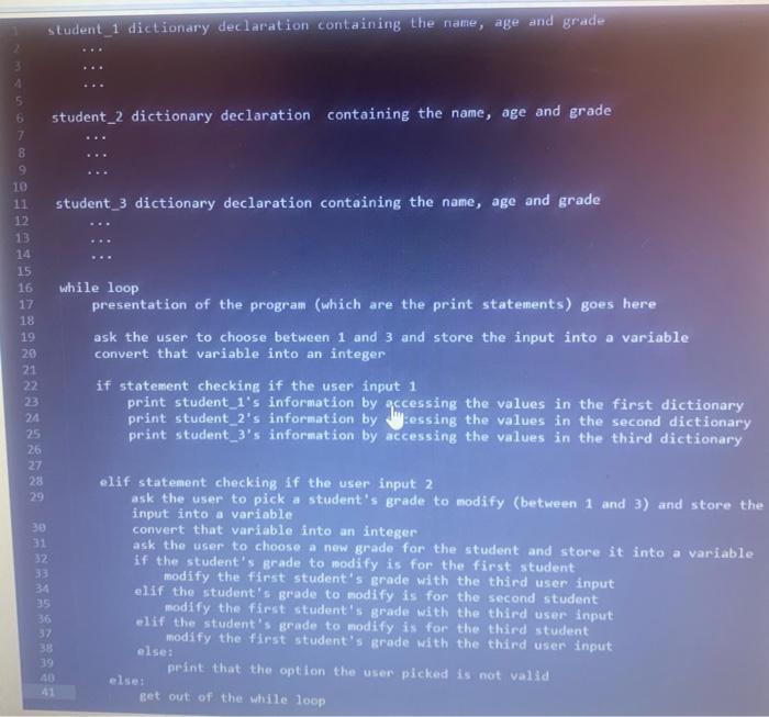 Solved student_1 dictionary declaration containing the name, | Chegg.com