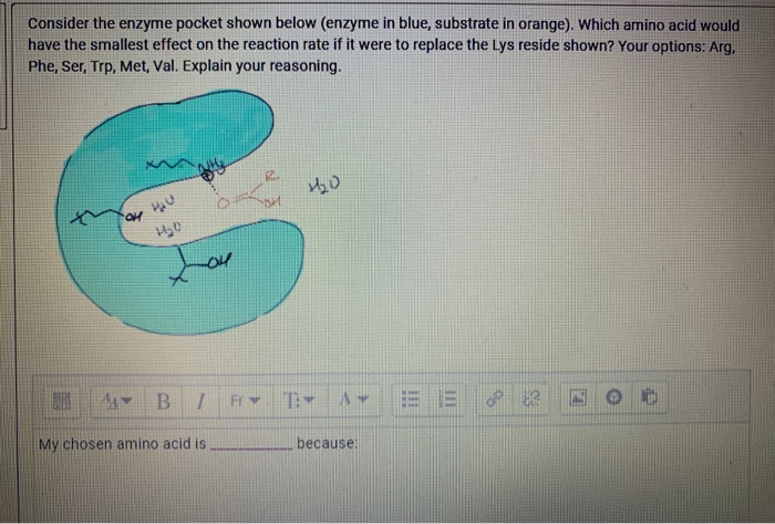 Solved Consider the enzyme pocket shown below (enzyme in | Chegg.com