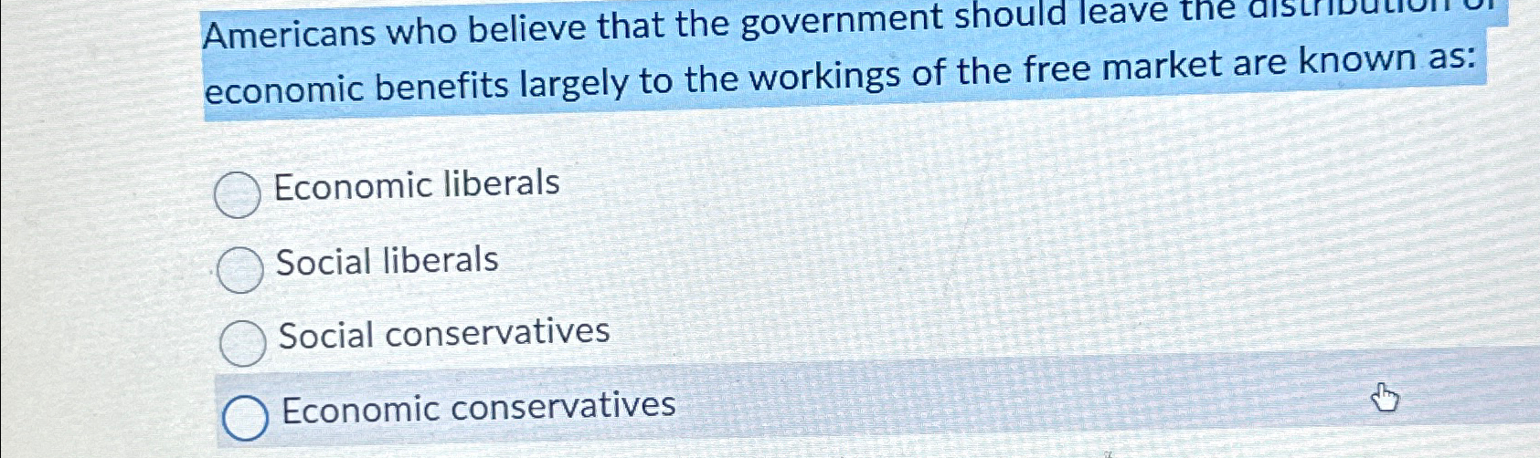 Solved Americans who believe that the government should | Chegg.com
