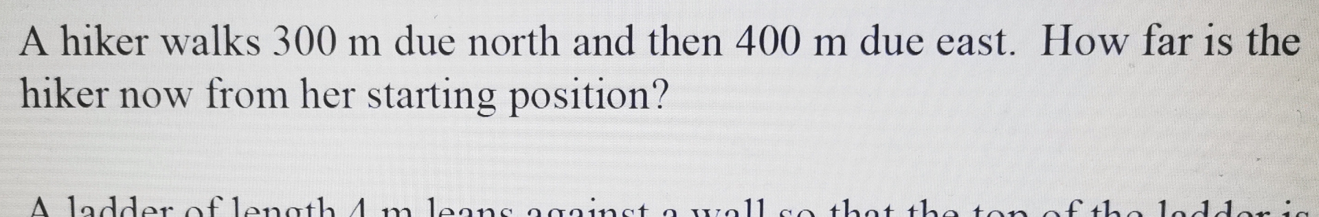 Solved A hiker walks 300m ﻿due north and then 400m ﻿due | Chegg.com