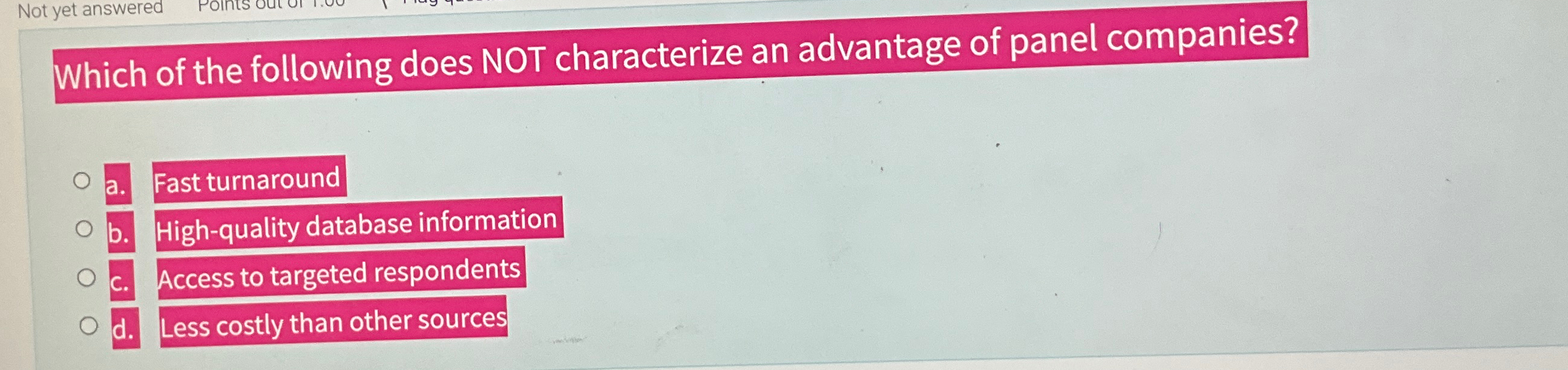 Solved Which of the following does NOT characterize an | Chegg.com