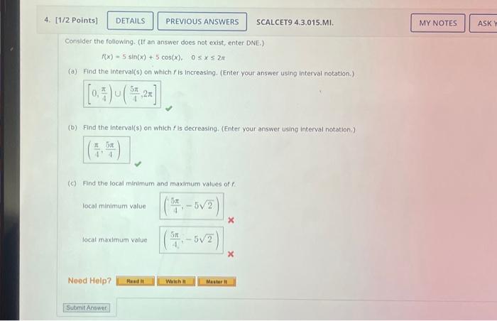 Solved 4. [1/2 Points] DETAILS Consider the following. (If | Chegg.com