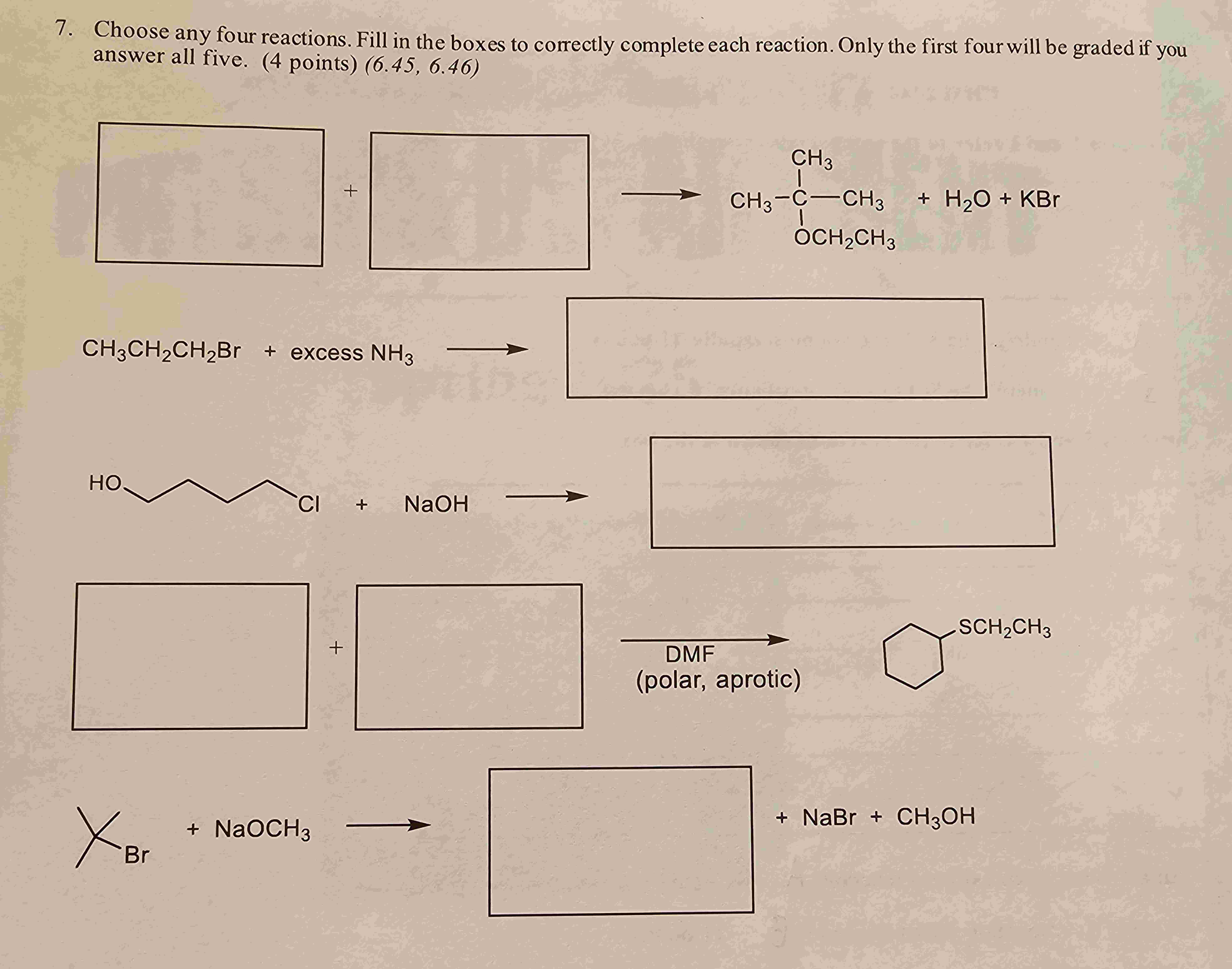 [Solved]: Choose any four reactions. Fill in the boxes to co