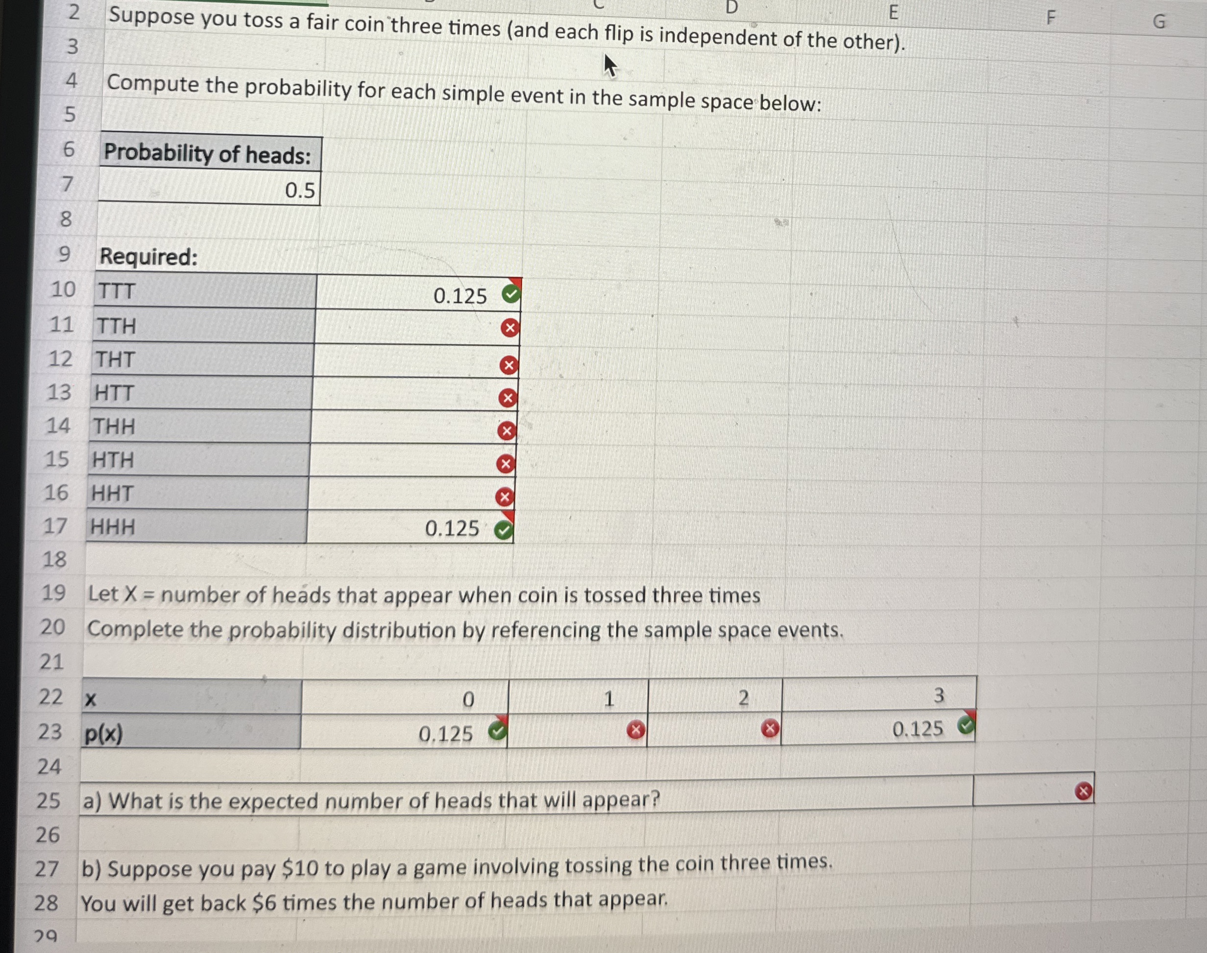 Solved DEFG2 ﻿Suppose you toss a fair coin three times (and | Chegg.com