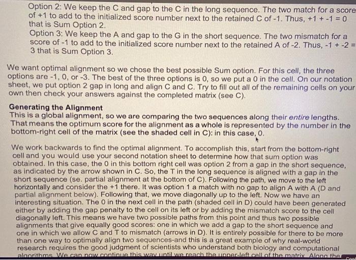Solved 7. Generate a MATRIX based on the Needleman-Wunsch | Chegg.com