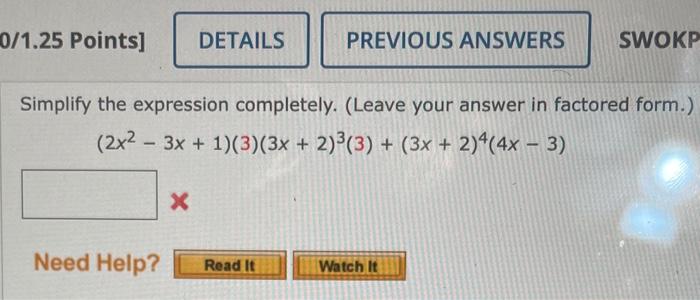 Solved Simplify the expression completely. (Leave your | Chegg.com