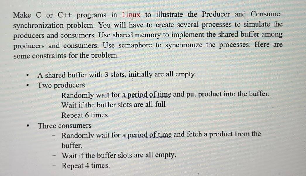 Solved Make C or C++ programs in Linux to illustrate the | Chegg.com