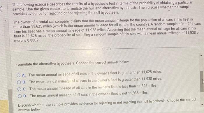 Solved The following exercise describes the results of a | Chegg.com