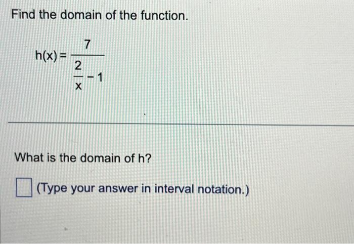 Solved Find the domain of the function. h(x)=x2−17 What is | Chegg.com