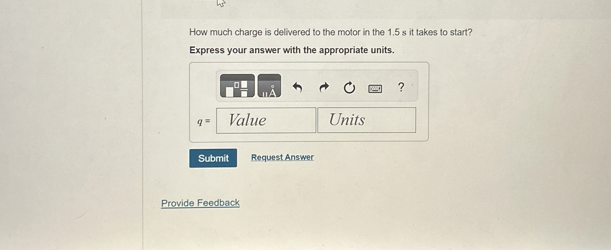 Solved How much charge is delivered to the motor in the 1.5 | Chegg.com