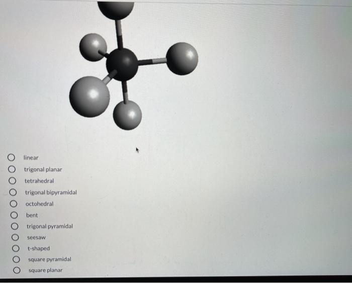 Solved linear trigonal planar tetrahedral trigonal | Chegg.com