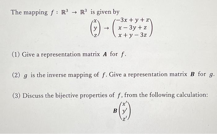 Solved The mapping f:R3→R3 is given by | Chegg.com