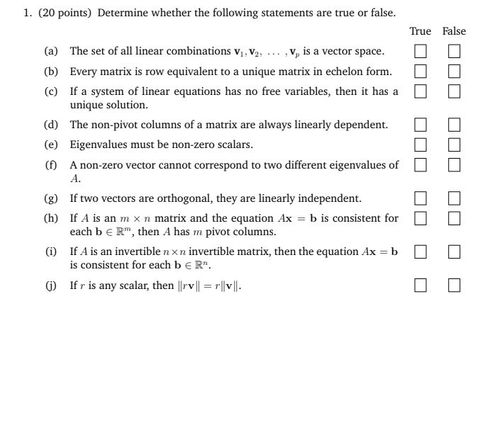 Solved (20 ﻿points) ﻿Determine whether the following | Chegg.com