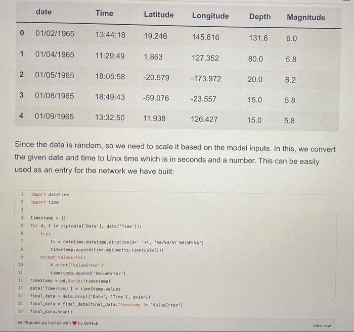 Solved Earthquake Prediction Model with Machine Learning | Chegg.com