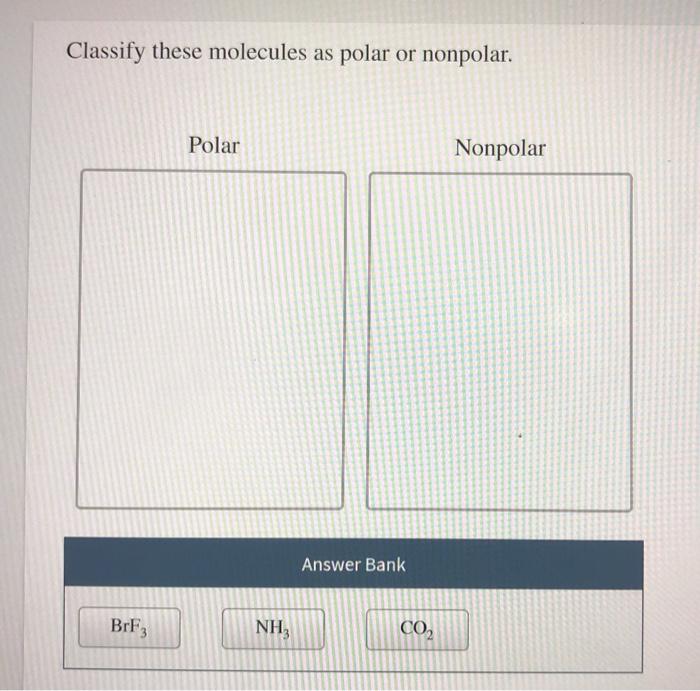 Solved Classify these molecules as polar or nonpolar. Polar | Chegg.com