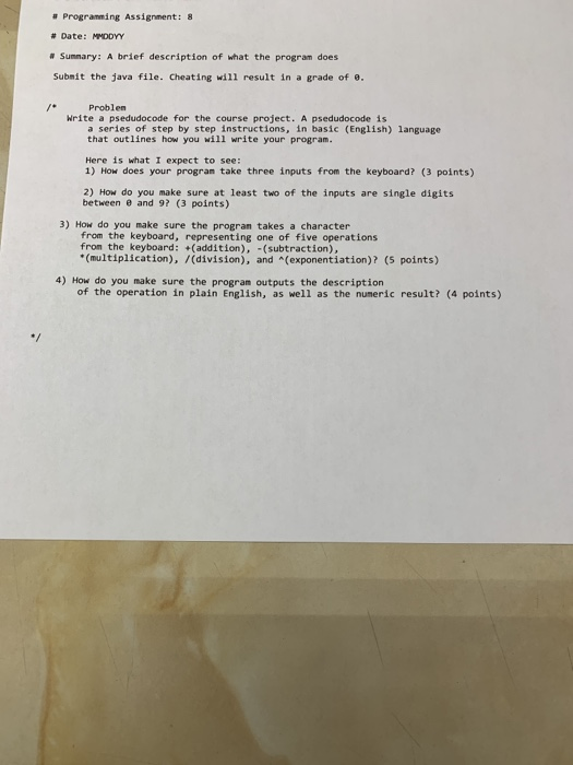Solved Programming Assignment 8 Date Mmdovy Summary 
