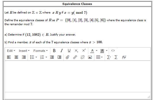 Solved Equivalence ClassesLet R ﻿be defined on Z×Z ﻿where | Chegg.com