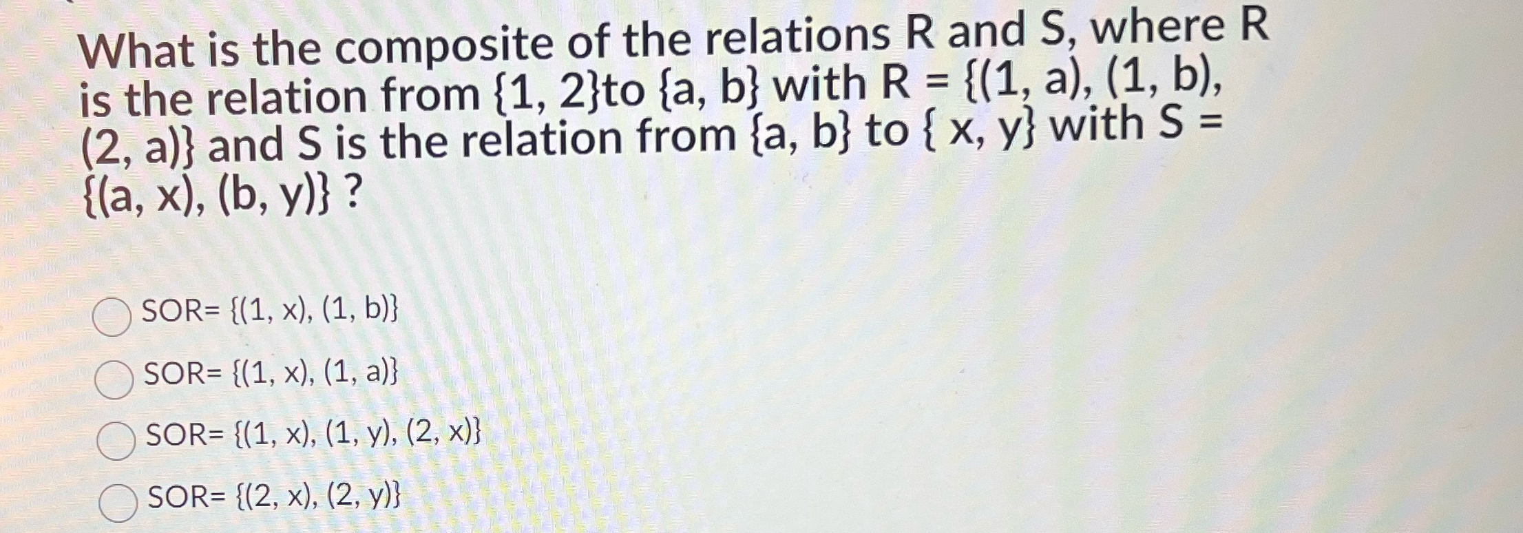 Solved What is the composite of the relations R ﻿and S, | Chegg.com