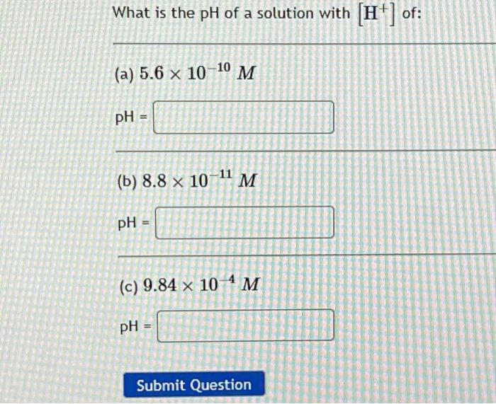 Solved What is the \\( \\mathrm{pH} \\) of a solution with | Chegg.com