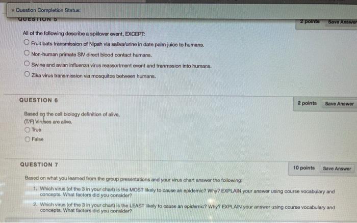 Solved Question Completion Status: QUESTTUN D 2 point Save | Chegg.com
