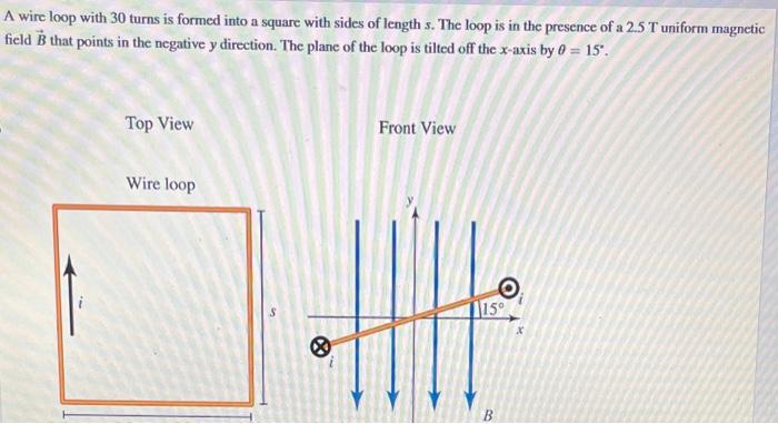 Solved A wire loop with 30 turns is formed into a square | Chegg.com