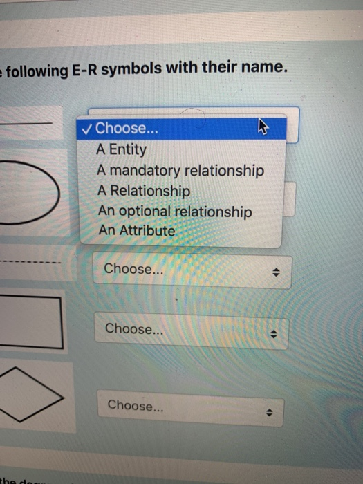 Solved Match the following E-R symbols with their name. | Chegg.com