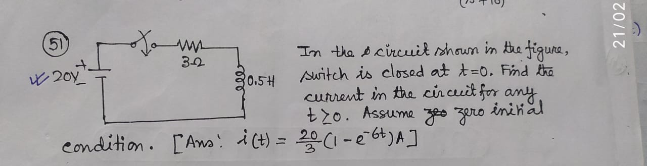Solved In the circuit shown in the figure,switch is closed | Chegg.com
