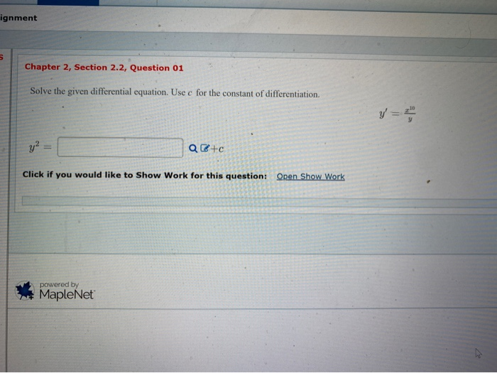 Solved ignment 5 Chapter 2, Section 2.2, Question 01 Solve | Chegg.com