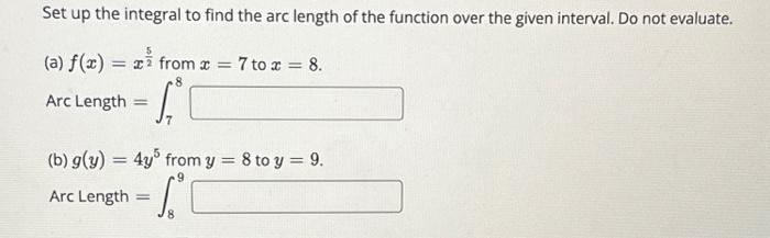 Solved Set up the integral to find the arc length of the | Chegg.com