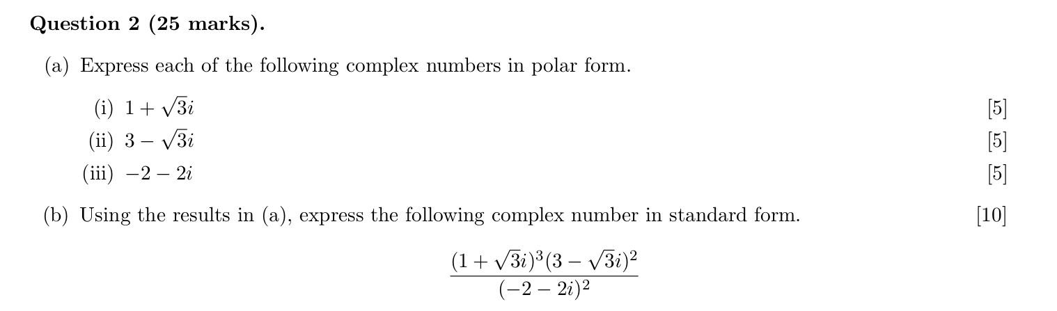 Solved (a) Express each of the following complex numbers in | Chegg.com