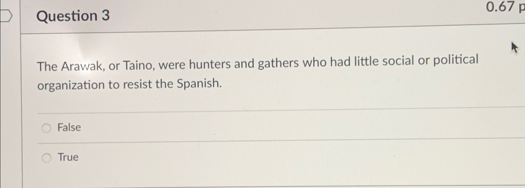 Solved Question 3The Arawak, or Taino, were hunters and | Chegg.com