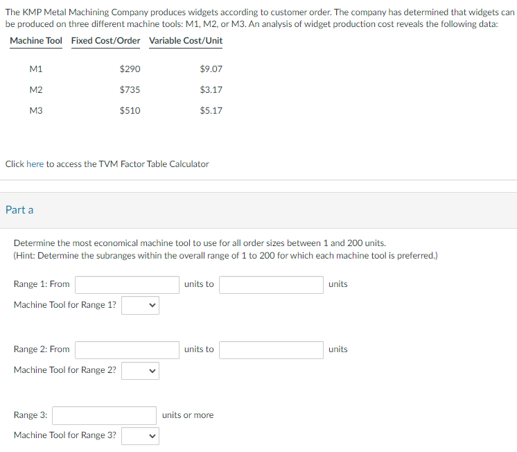Solved The KMP Metal Machining Company produces widgets | Chegg.com