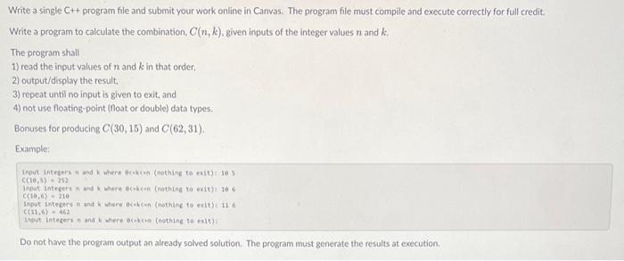 Solved Write a single Ct+ program file and submit your work | Chegg.com