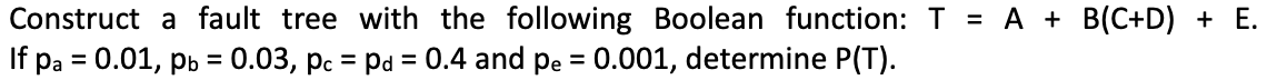 Solved Construct a fault tree with the following Boolean | Chegg.com