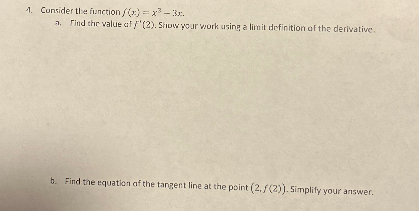 Solved Consider the function f(x)=x3-3x.a. ﻿Find the value | Chegg.com
