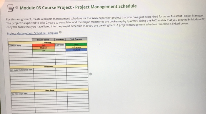 Module 03 Course Project - Project Management | Chegg.com