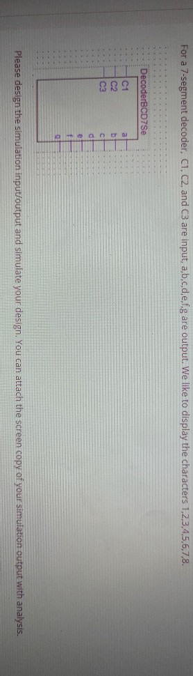 Solved For a 7-segment decoder, C1, C2, and C3 are input, | Chegg.com
