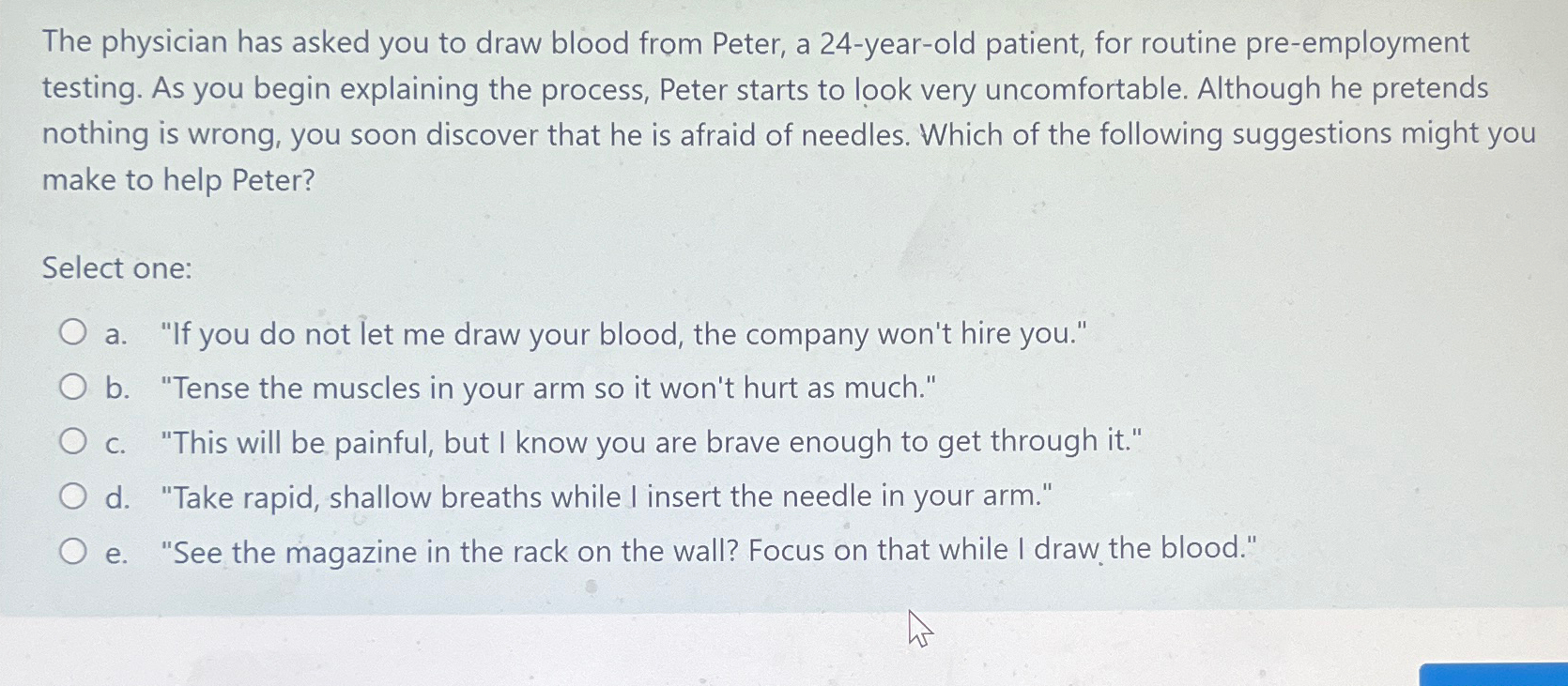 Solved The physician has asked you to draw blood from Peter, | Chegg.com