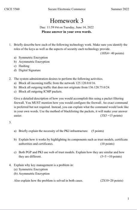 Solved CSCE 5560 Secure Electronic Commerce Summer 2022 | Chegg.com
