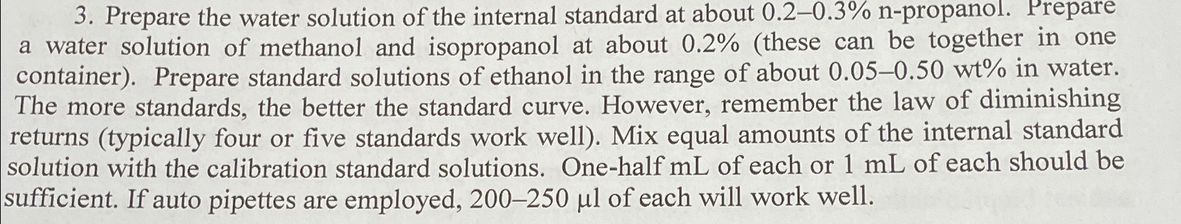 Solved Prepare the water solution of the internal standard | Chegg.com