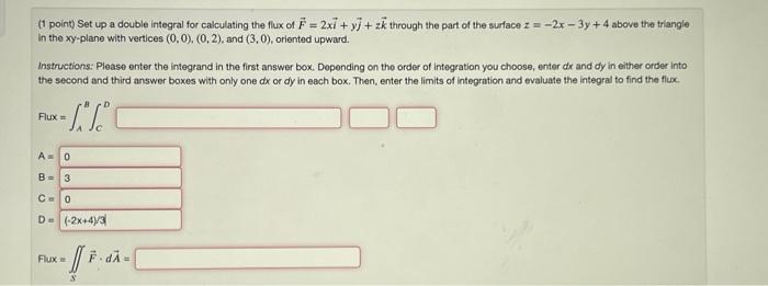 Solved (1 point) Set up a double integral for calculating | Chegg.com