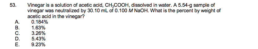 Solved Vinegar is a solution of acetic acid, CH3COOH, | Chegg.com