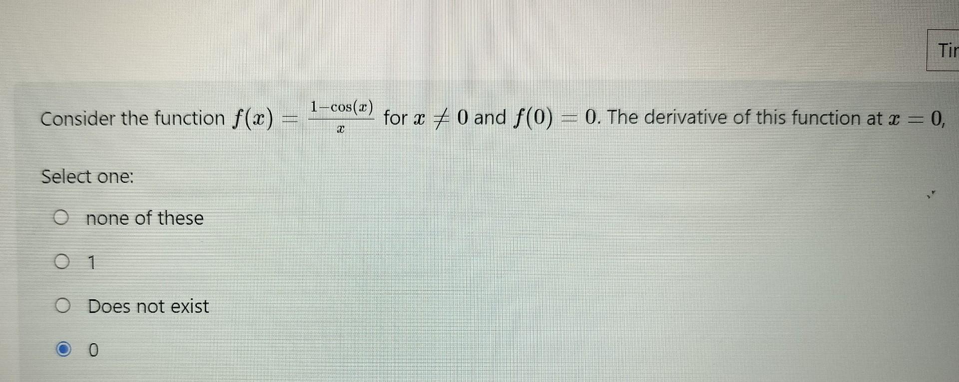 Solved Consider the function f(x)=x1−cos(x) for x =0 and | Chegg.com