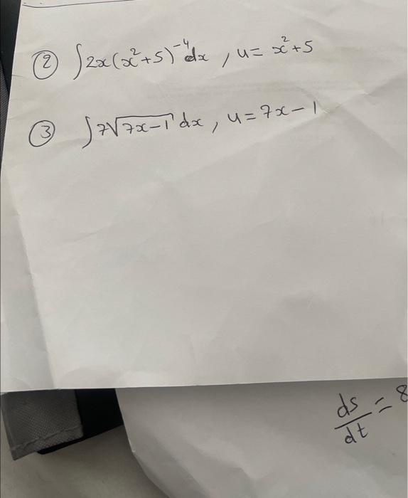 Solved (2) ∫2x(x2+5)−4dx,u=x2+5 (3) ∫77x−1dx,y=7x−1 | Chegg.com
