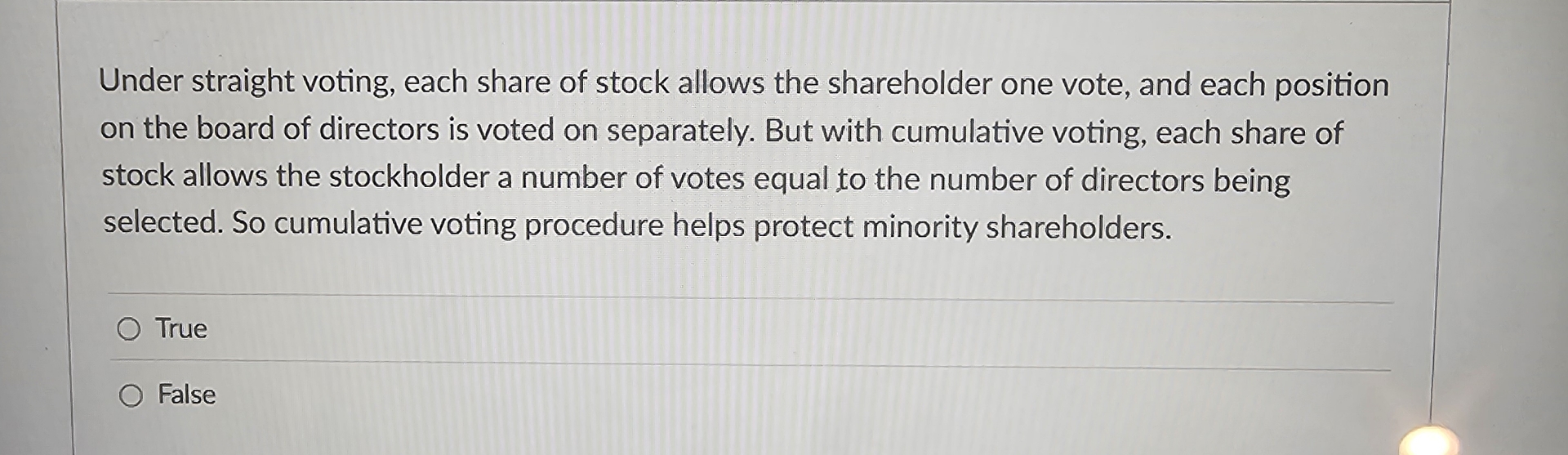 Solved Under straight voting, each share of stock allows the | Chegg.com