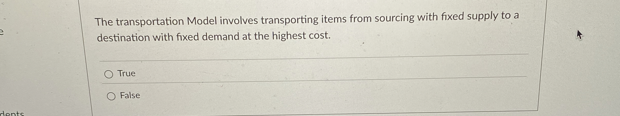 Solved The transportation Model involves transporting items | Chegg.com