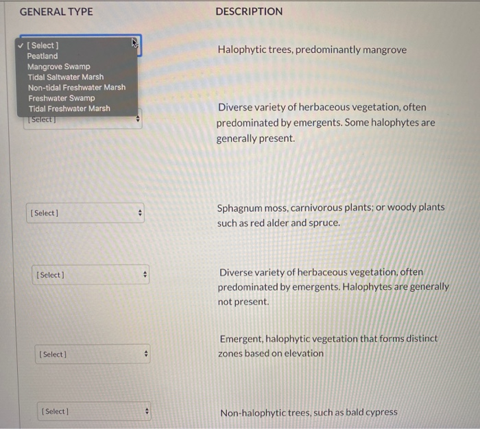 Solved GENERAL TYPE DESCRIPTION Halophytic trees, | Chegg.com