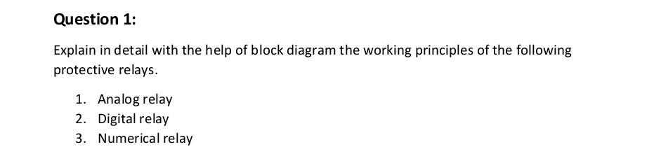 Solved Question 1: Explain in detail with the help of block | Chegg.com