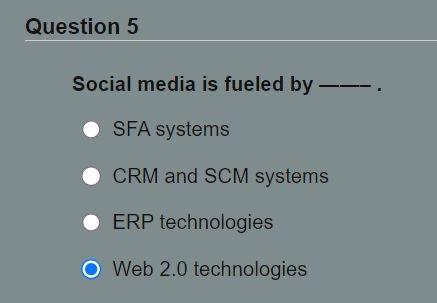 Solved Social media is fueled by SFA systems CRM and SCM | Chegg.com