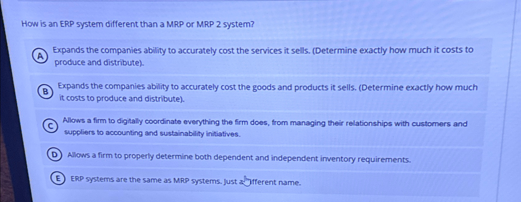 Solved How is an ERP system different than a MRP or MRP 2 | Chegg.com